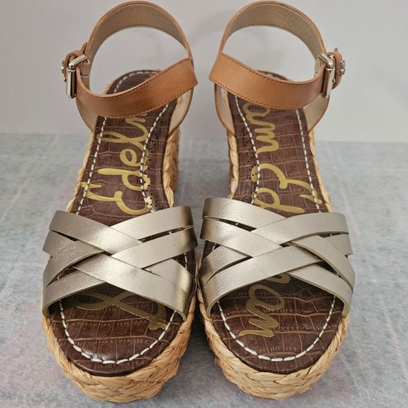 Sam Edelman | Shoes | Sam Edelman Darlene Wedge Gold Sandal Womens M ...
